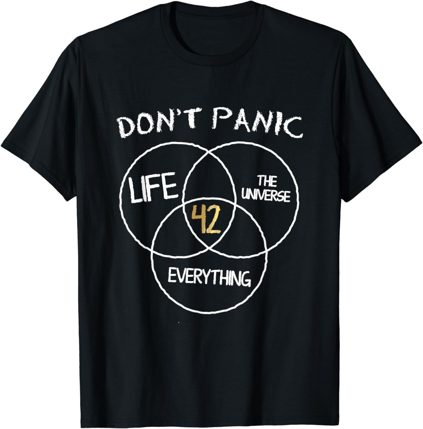 42 Answer to Life Universe and Everything Don't Panic T-Shirt - Walmart.com