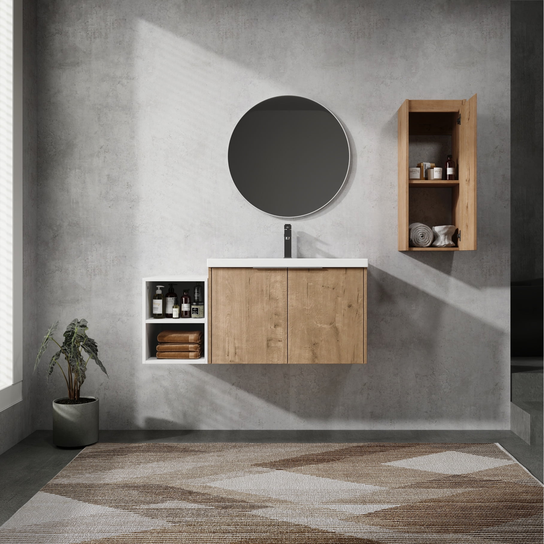 42" Bathroom Vanity - Sink And Side Cabinet Modern Design Concept ...