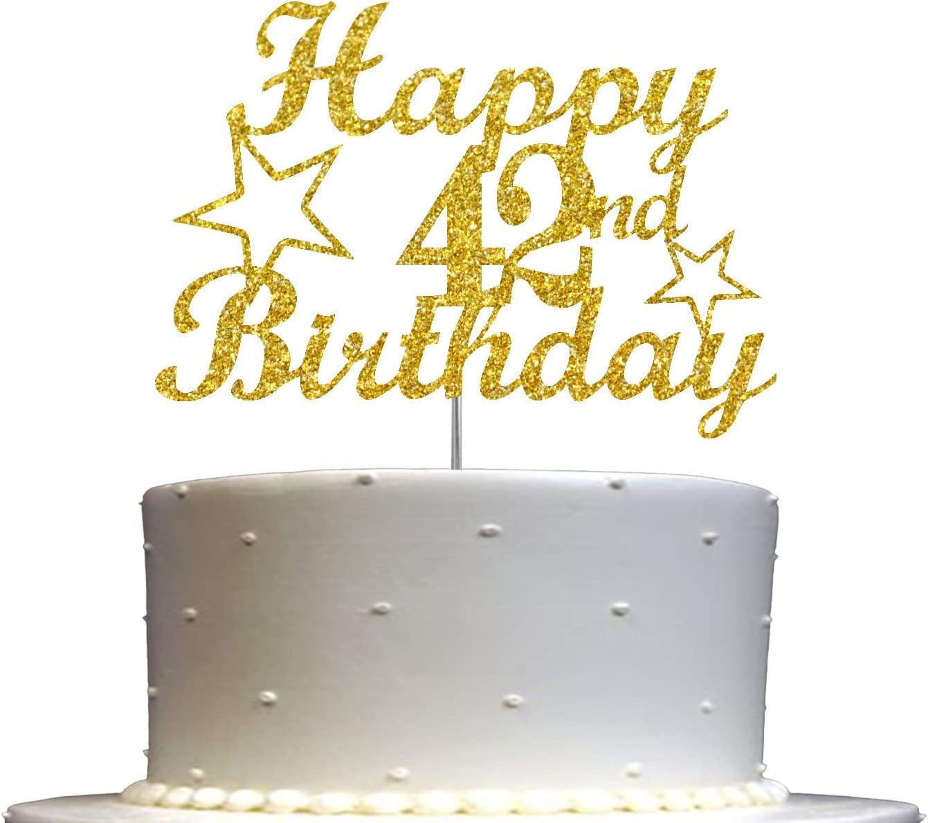 42 Birthday Cake Topper Gold Glitter, Party Decoration Ideas, Sturdy ...