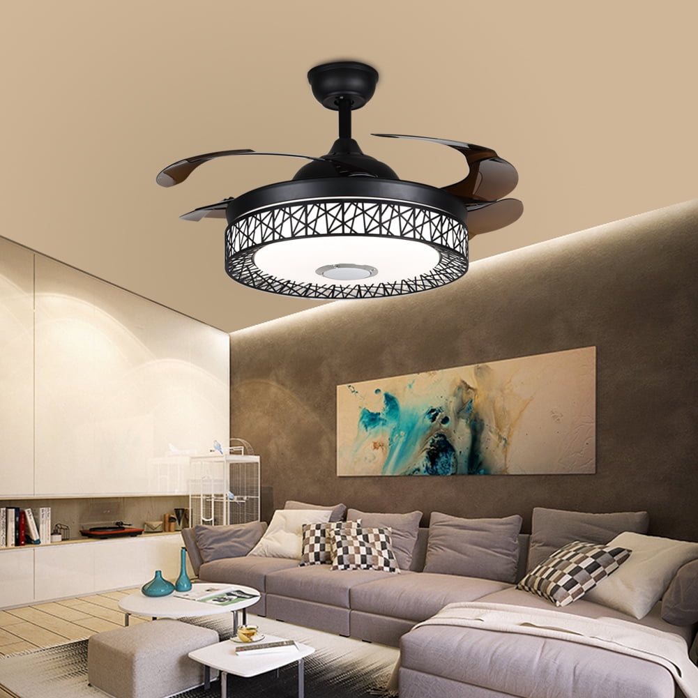 LUOLAX 42" Black Nest Design Ceiling Fan with Bluetooth Speaker ...