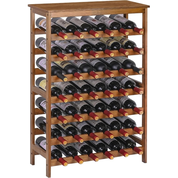 42 Bottles Bamboo Wine Rack,7-Tier Wine Rack Freestanding Floor with ...