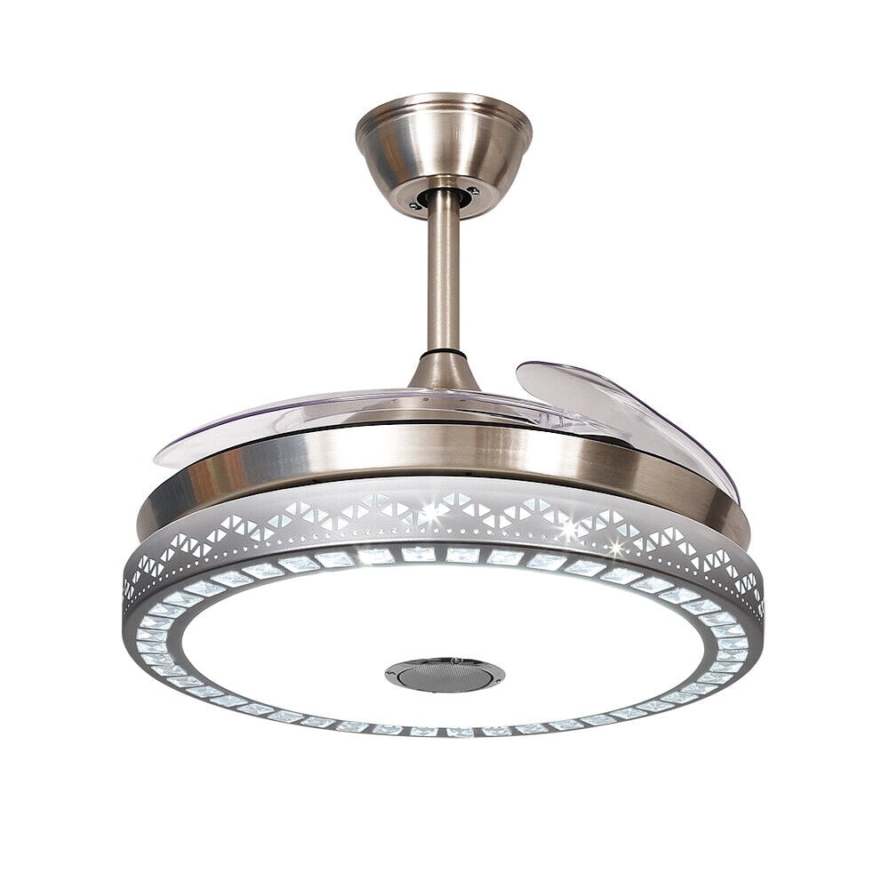 42" Ceiling Fan Light LED Retracable Chandelier Bluetooth Music Player ...