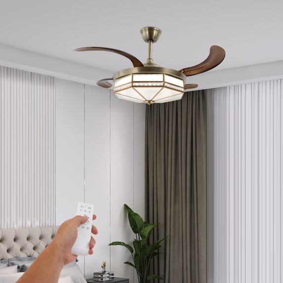 42" Ceiling Fan Light with Remote Control, Ceiling Fan Lamp for Bedroom ...