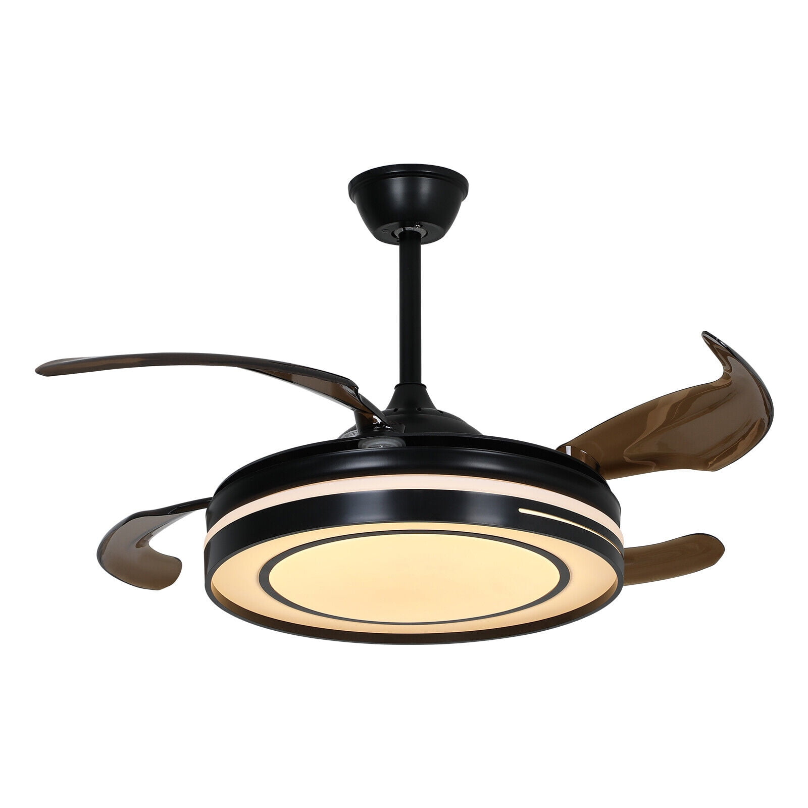 42" Ceiling Fan with Light Retractable Folding Fan Lamp 4 Blades with ...