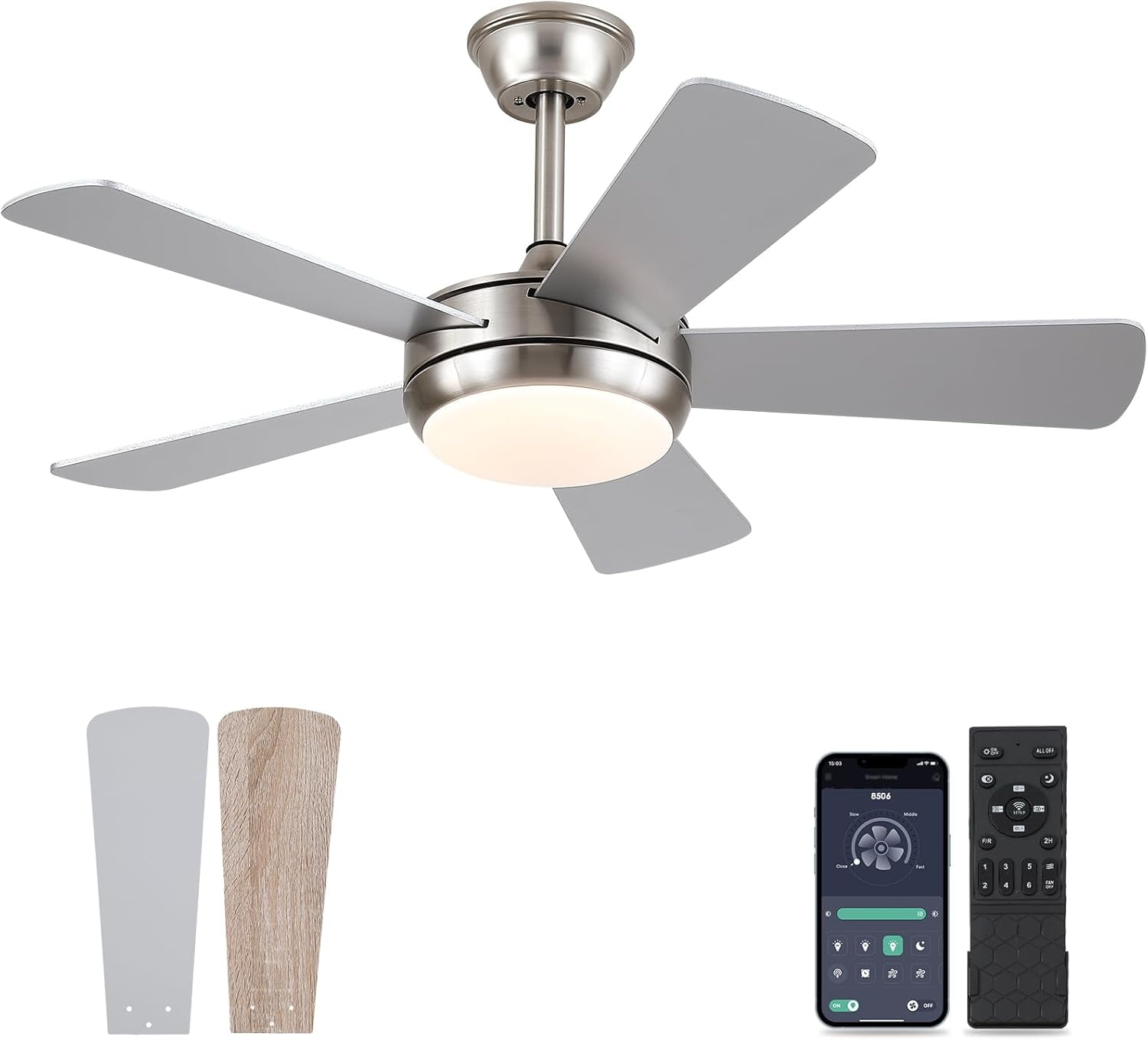42" Ceiling Fans with Lights, Modern Ceiling Fan with Lights and Remote ...
