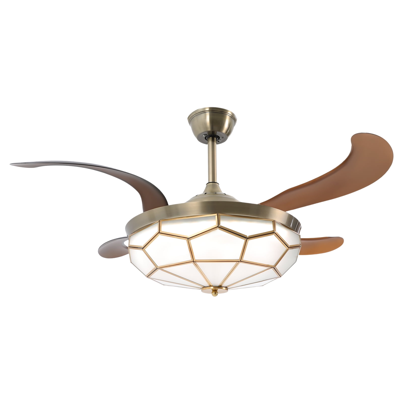 42" Chandelier Light, Crystal Ceiling Fan Light Lamp Retractable Remote ...