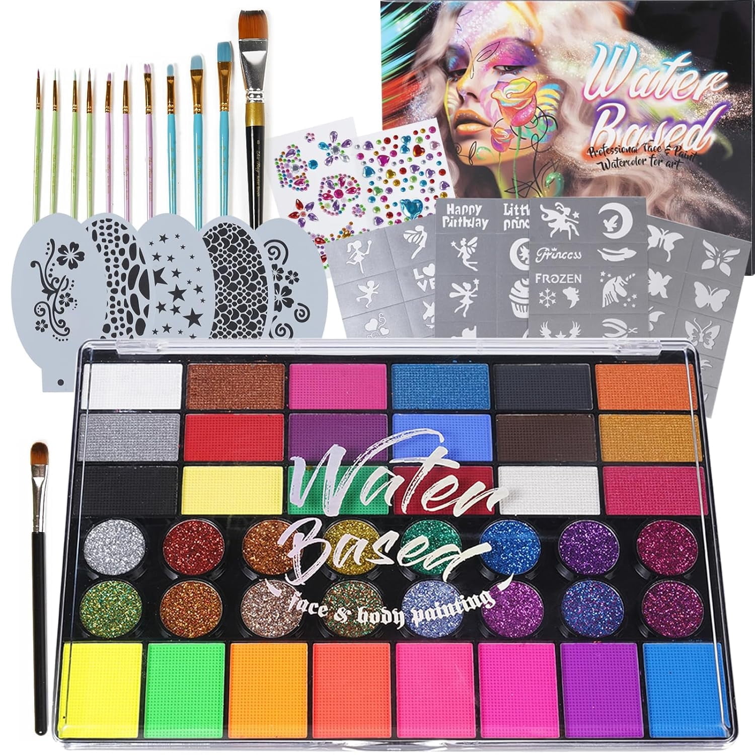 42 Color Face Painting Kit for Kids - Non Toxic Water Activated Face ...