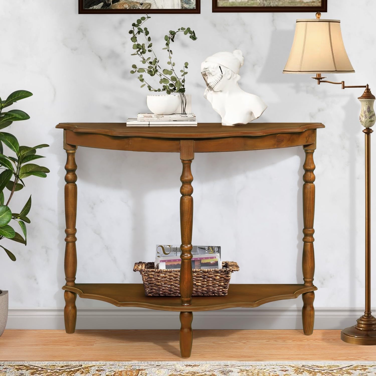 42" Console Table Sofa Table Narrow Entryway Table, Curved Entry Table ...