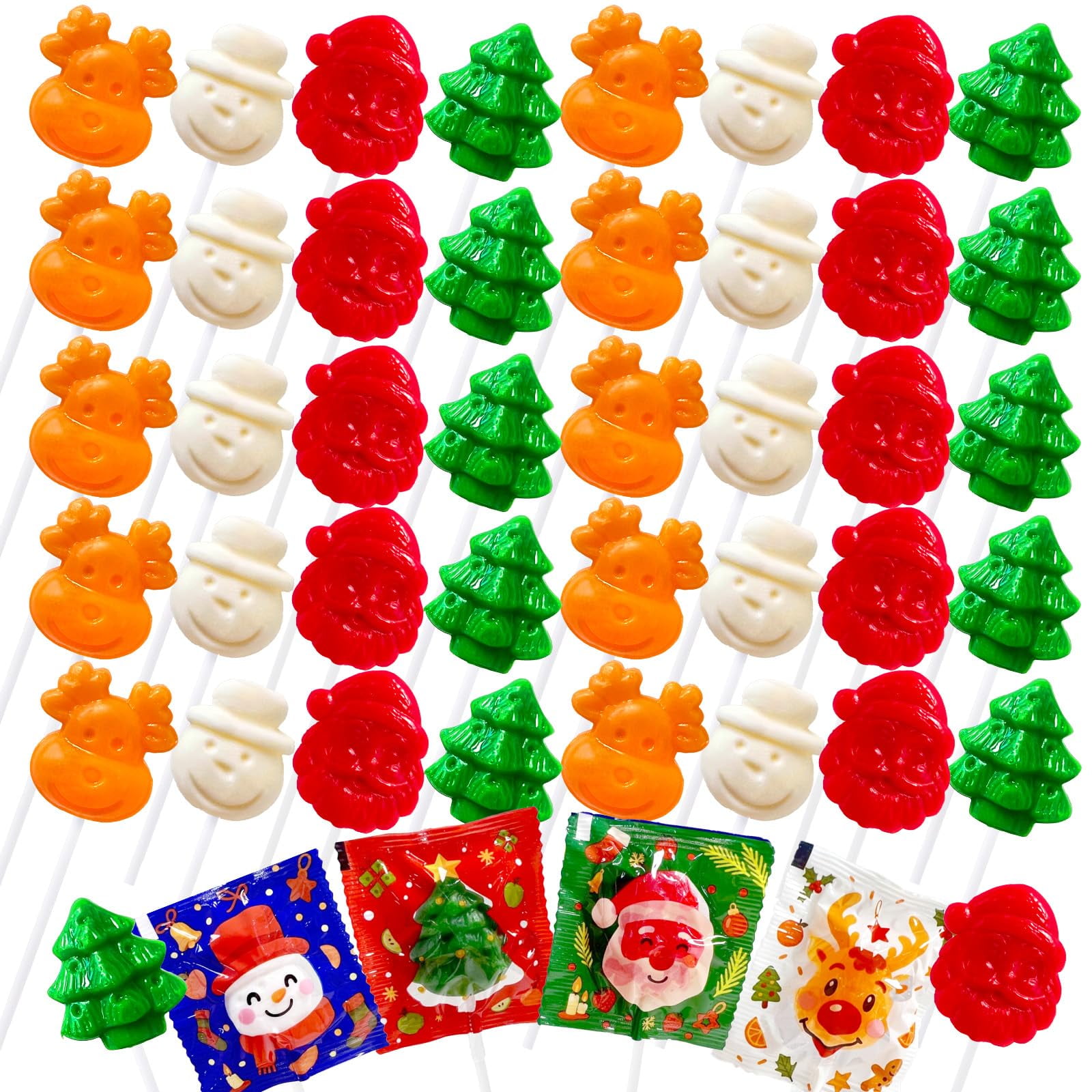 42 Count Christmas Lollipops BCF26 Candy Individually Wrapped Santa ...