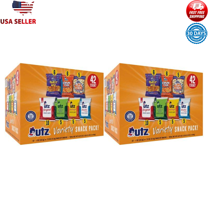 42 Count UTZ Snack Pack Variety Box Portable Individually Packaged ...