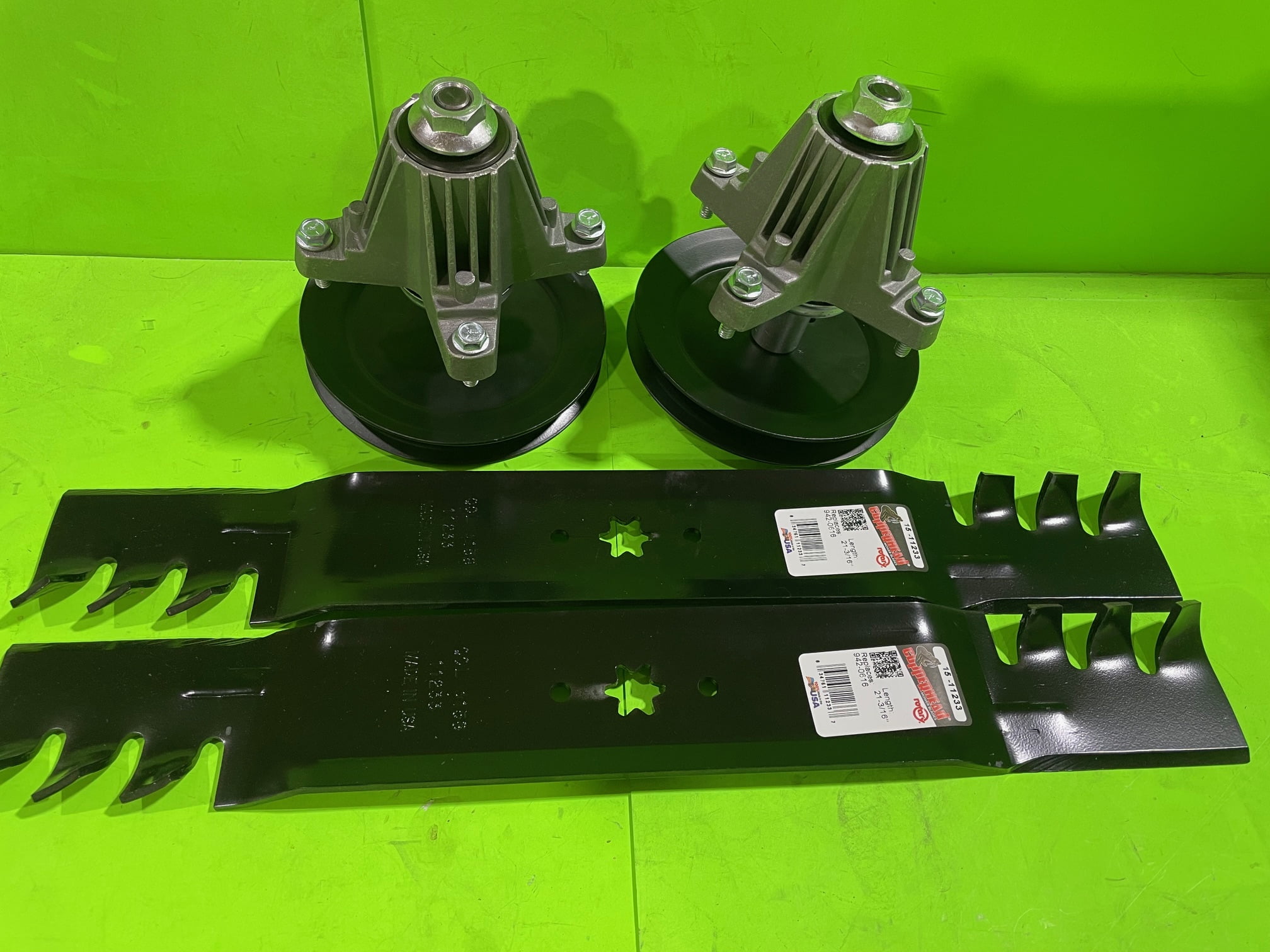 42" Deck Kit: Spindles and Gator Mulching Blades with 6 Point Star for ...