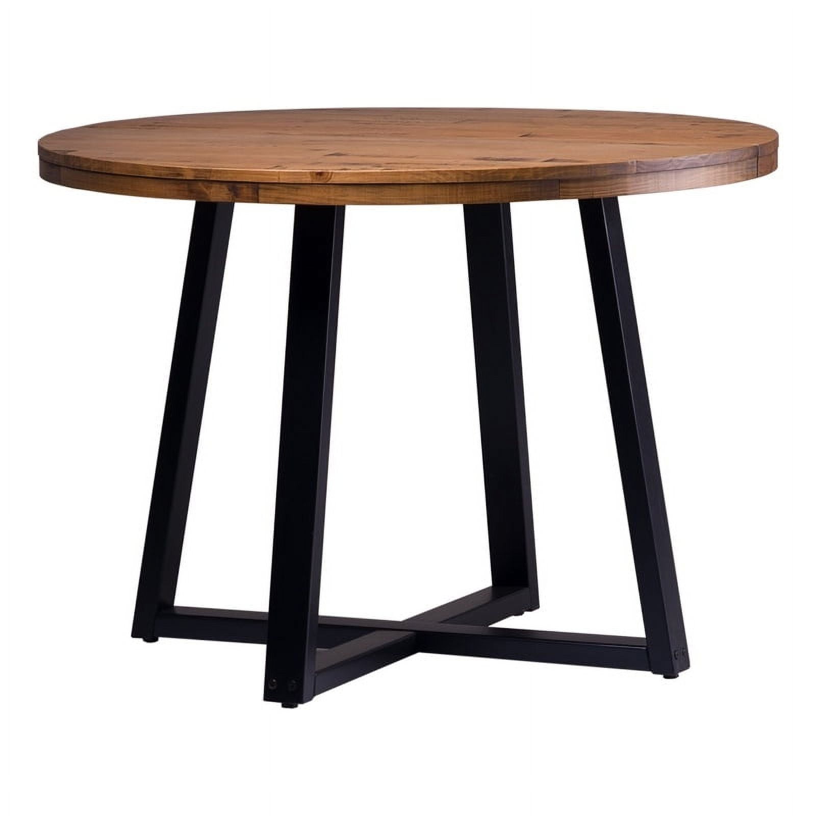 Large 42" Distressed Solid Oak Wood Round Dining Table - Rustic Black ...