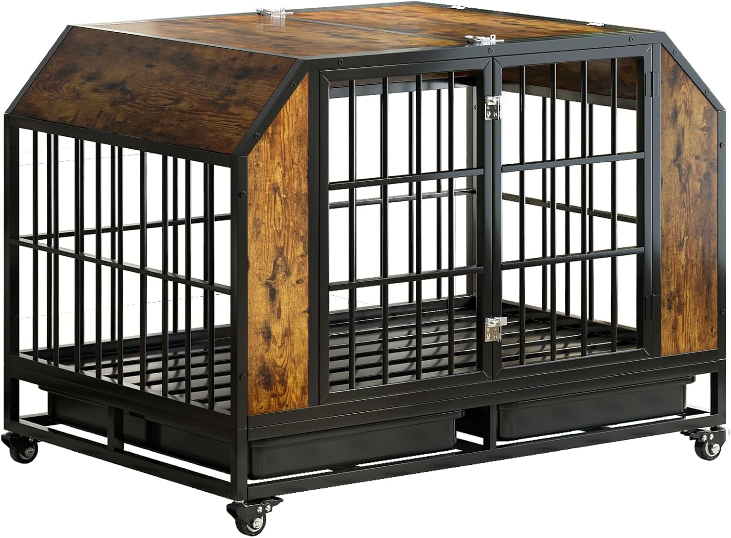 42" Dog Crate Furniture with Flip Top, Dog Crate End Table with Tray ...