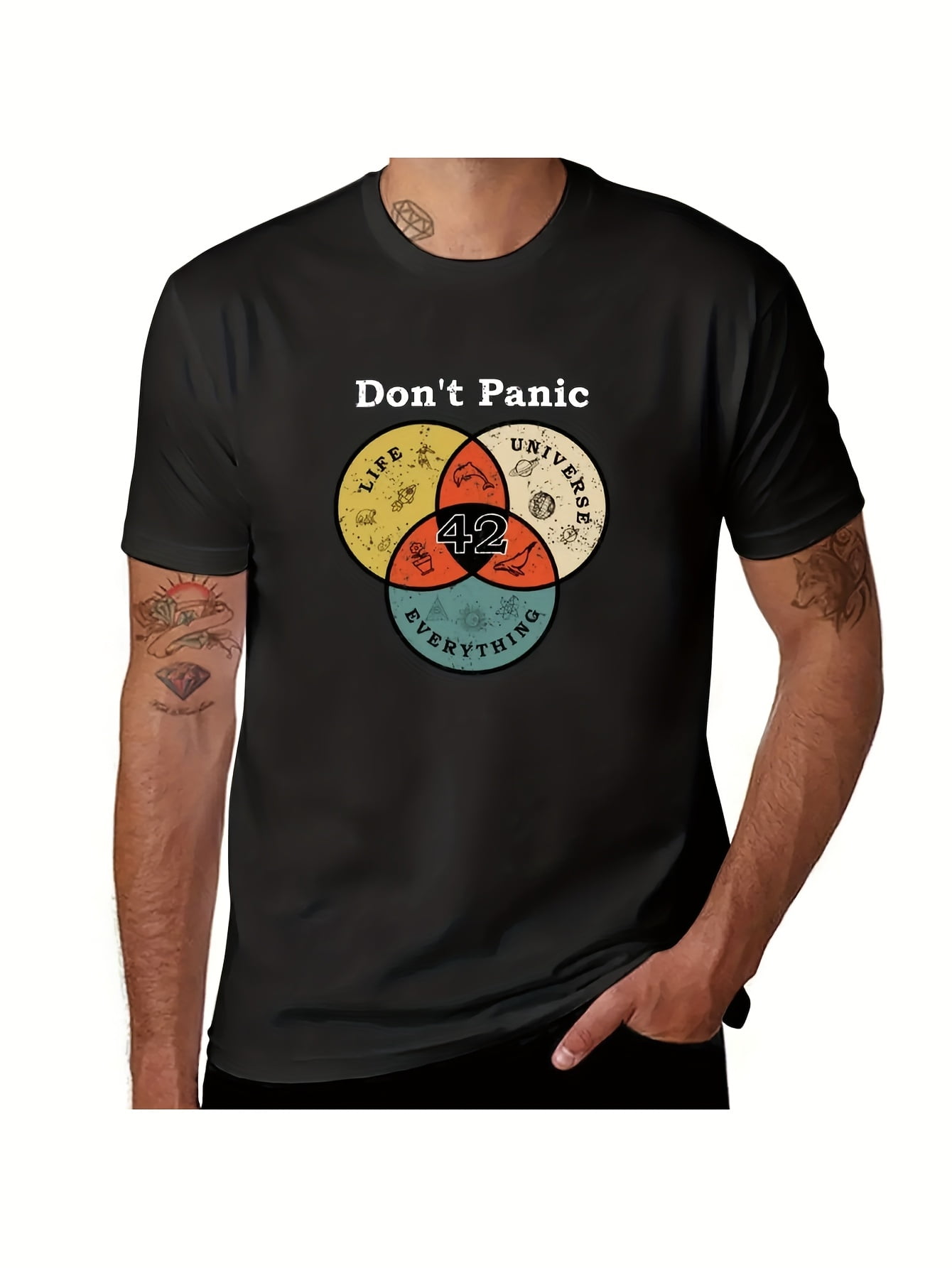 42 Don&t Panic Life Universe Everything Hitchhiker Guide Galaxy T-Shirt ...