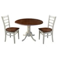42" Dual Drop Leaf Table and 2 Emily Chairs - Almond/Espresso - 3 Piece ...