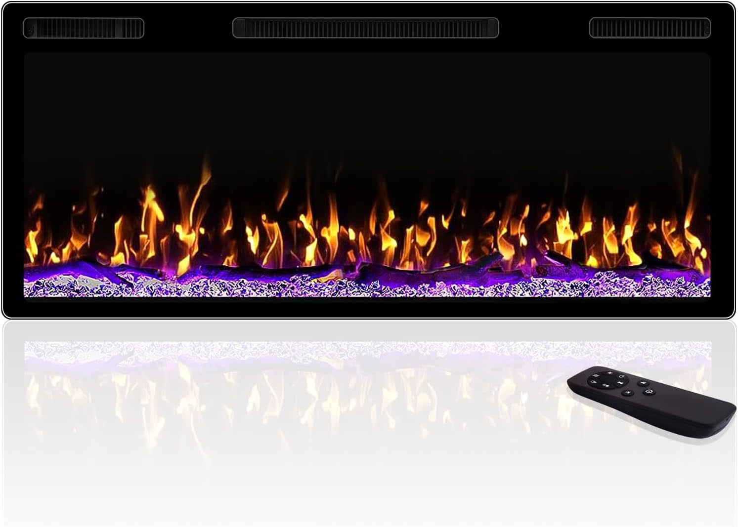 42" Electric Fireplace Recessed/Wall Mounted with Heater, Wide Screen ...