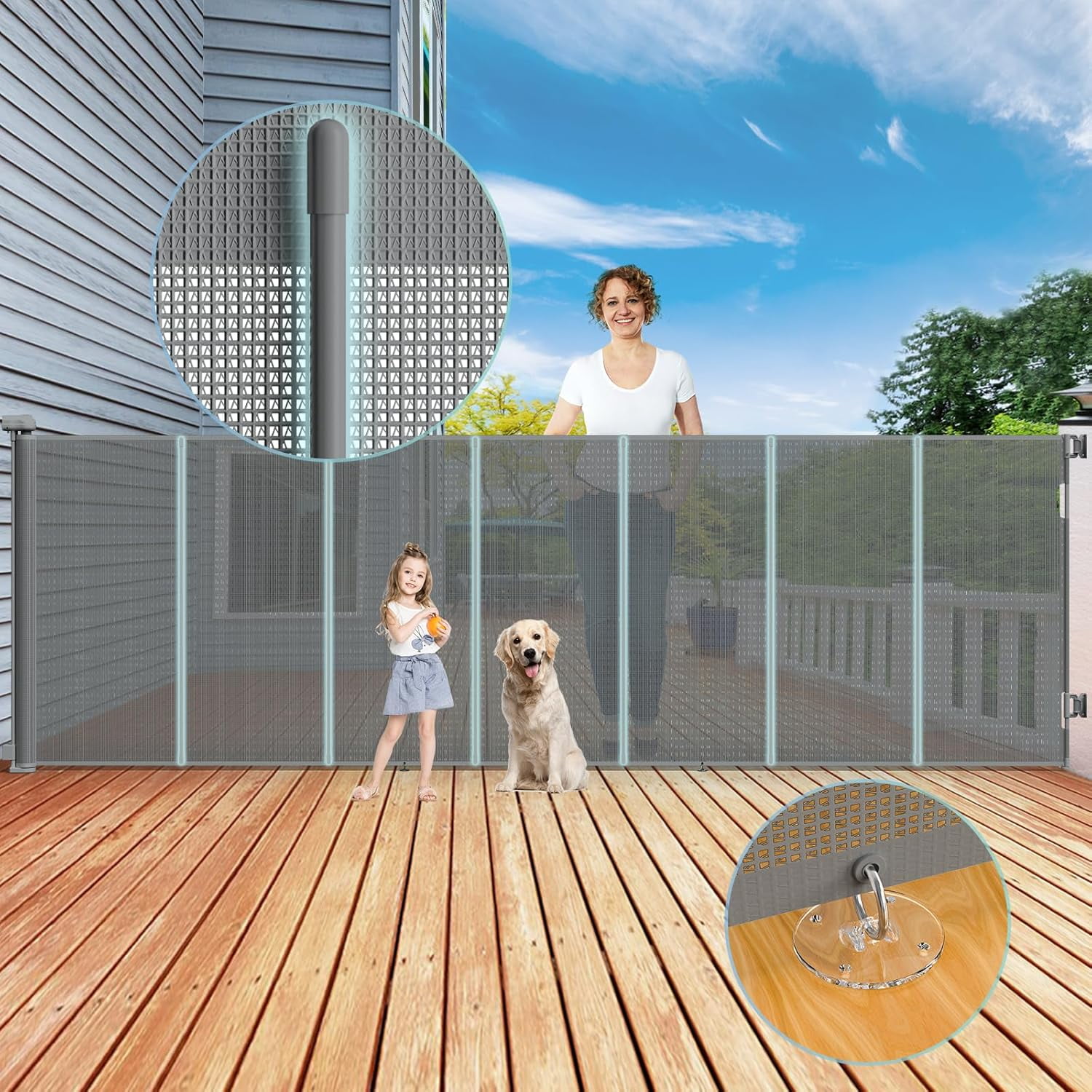 42'' Extra Tall Retractable Gates Extra Wide 120'', Extra Long ...