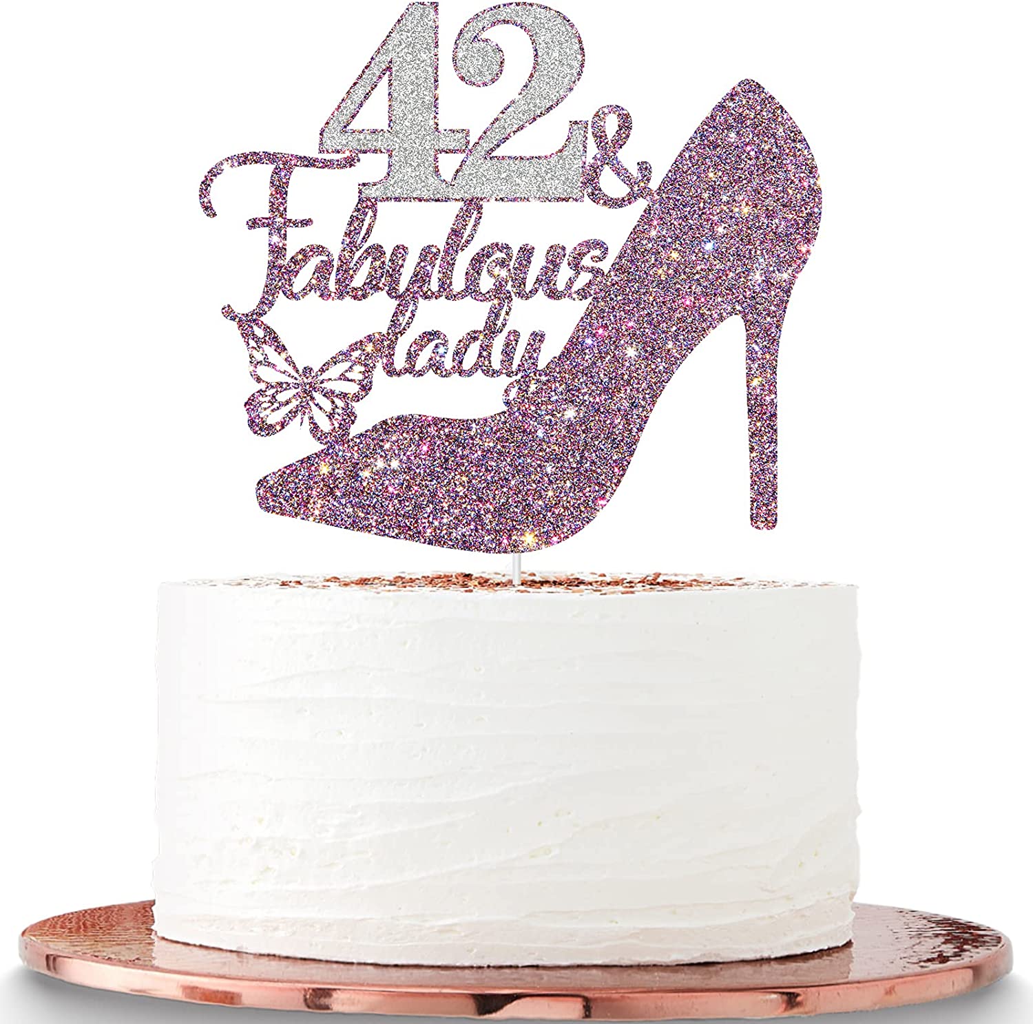 42 & Fabulous Cake Topper, Happy 42nd Birthday Party Decoration ...