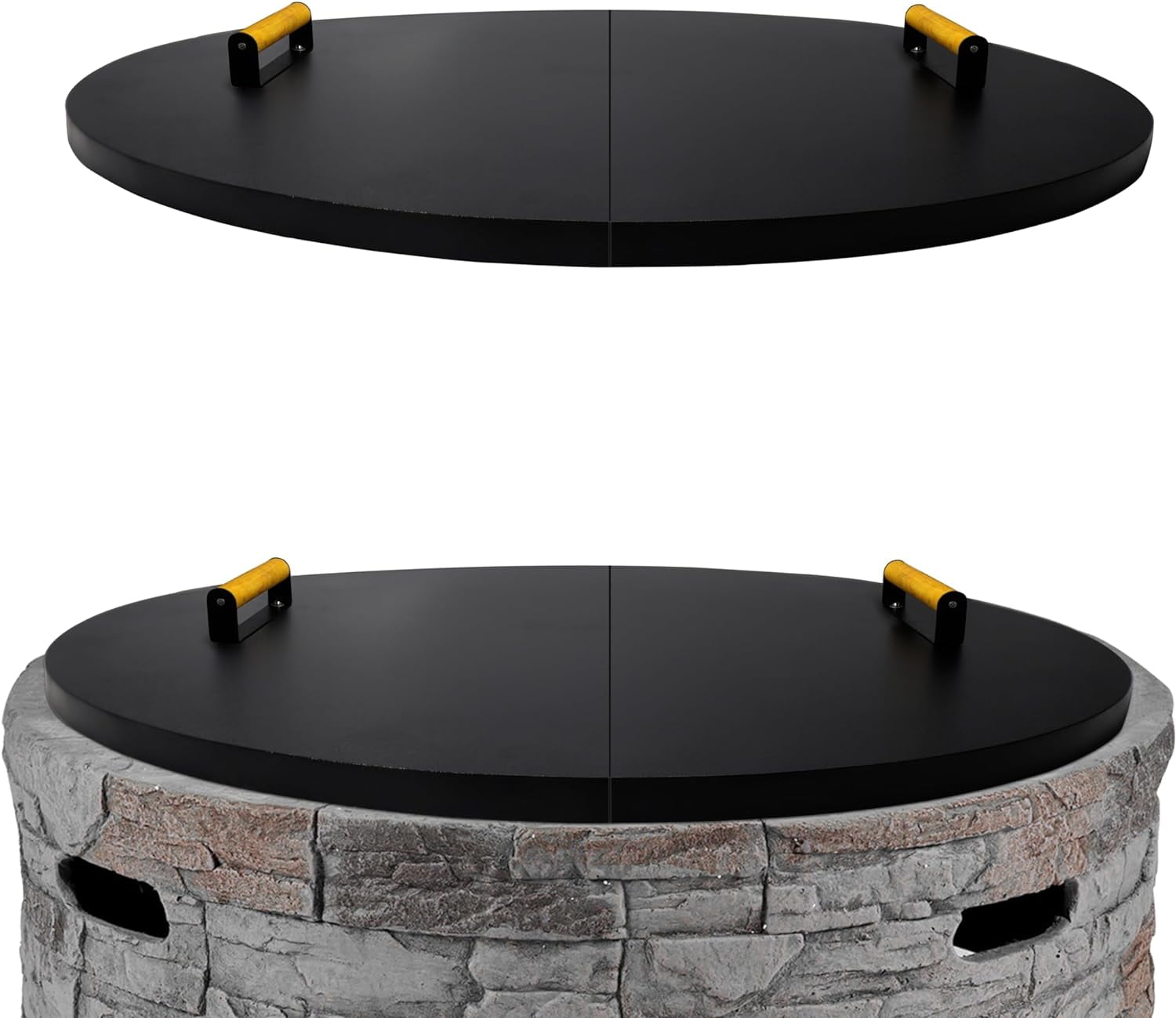 42" Firepit Lid - 16 Gauge Carbon Steel Snuffer Lid Cover Round with ...