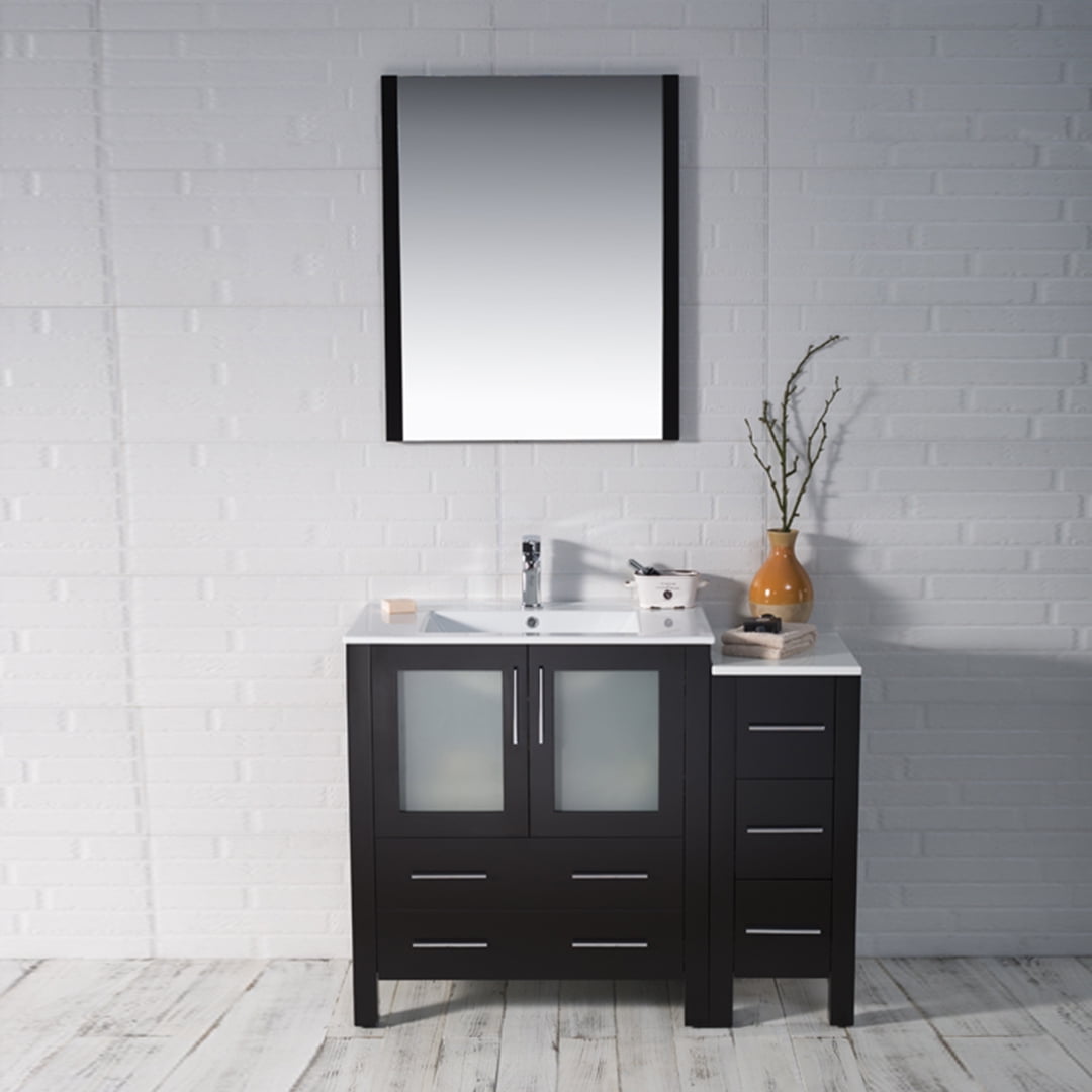 42" Freestanding Bathroom Vanity with Side Cabinet & Vessel Sink ...