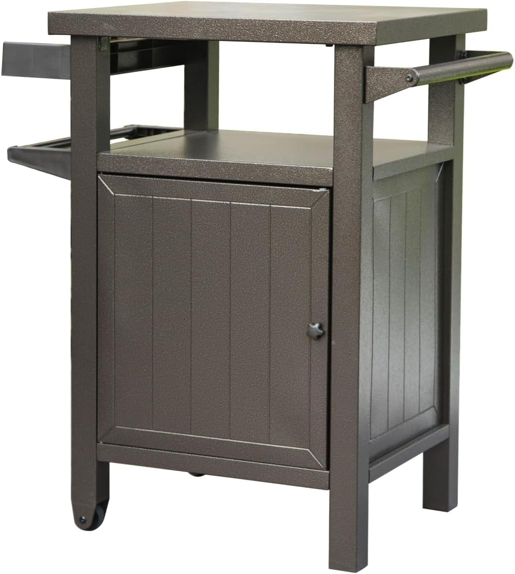 42 Gallons Grill Carts Outdoor with Storage and Wheels Rolling Storage ...