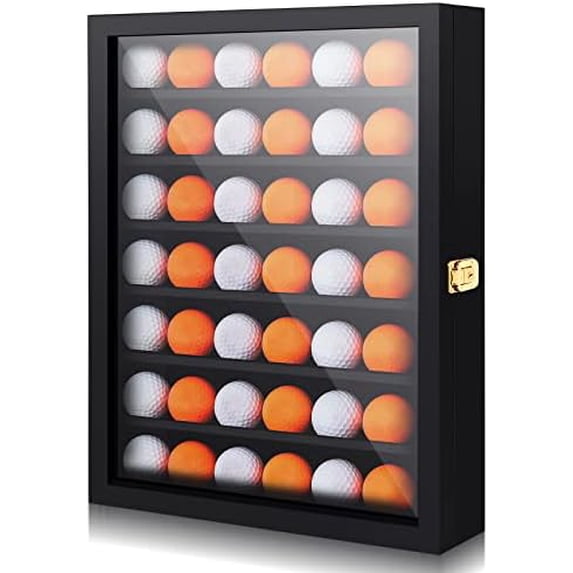 42 Golf Ball Display Case Solid Wood Golf Ball Holder Rack Gift Black ...