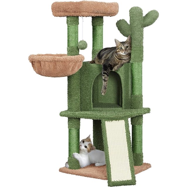 42″ H Cactus Cat Tree Cute Cat Tower W Scratching Posts Indoor Cat