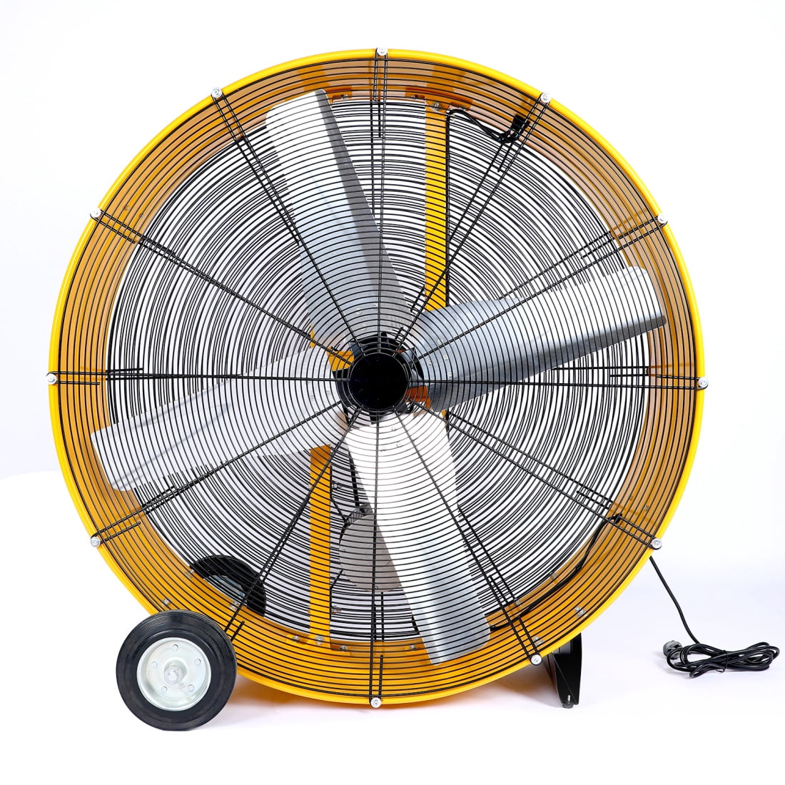 42"H Heavy Metal Drum Fan, 2 Speed Roll-Around Tilt Fan with Nonskid ...