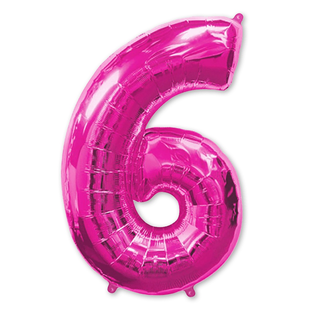 42" Hot Pink Number 6 Six Foil Mylar Balloons (Pack of 1) - Birthday ...