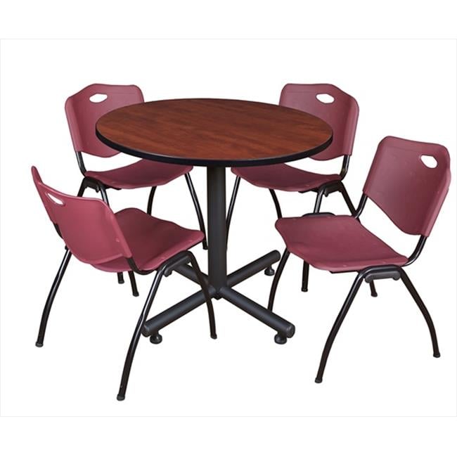 42 In. Round Laminate Table - Cherry & Kobe Base With 4 M Stacker ...