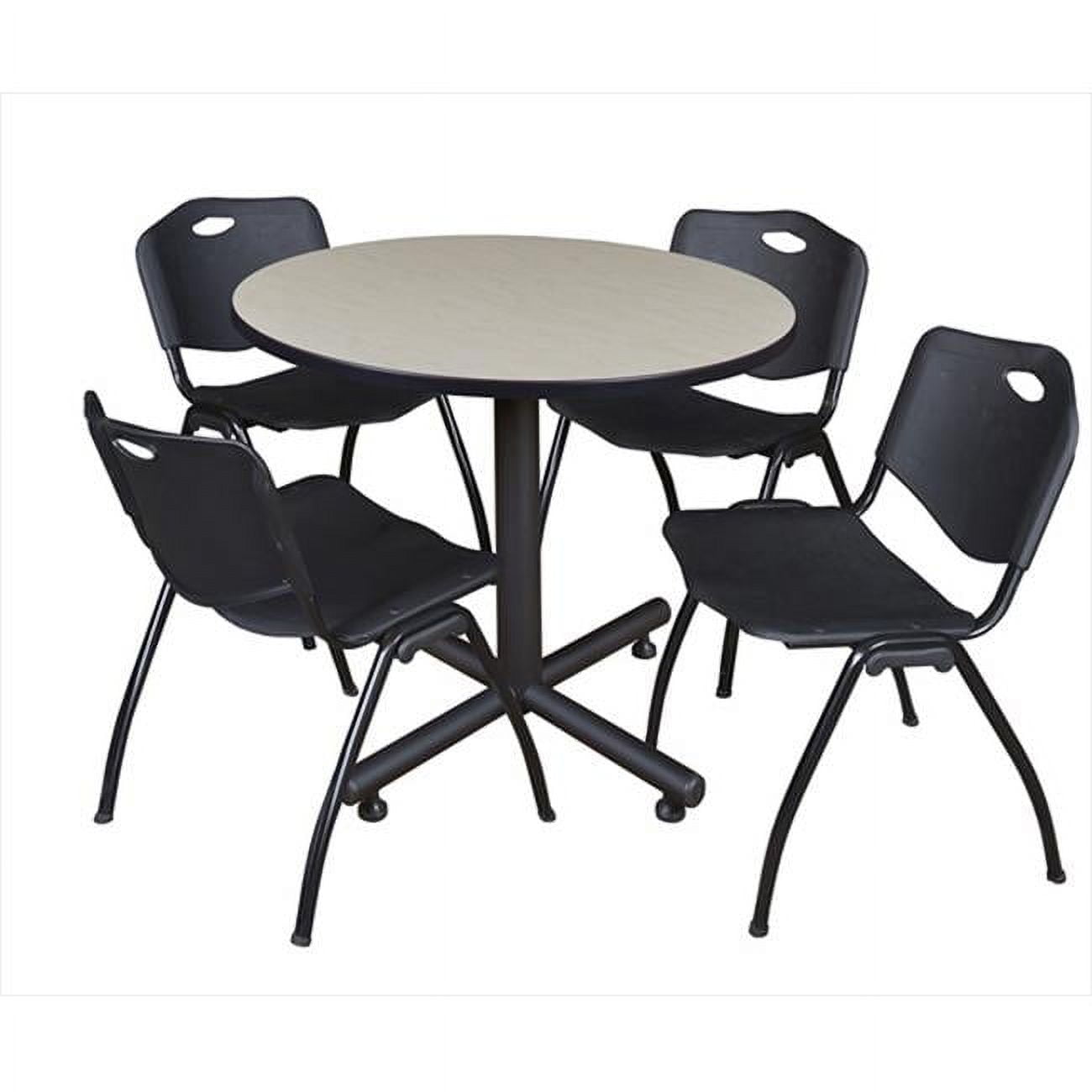 42 In. Round Laminate Table- Maple & Kobe Base With 4 M Stacker Chairs ...