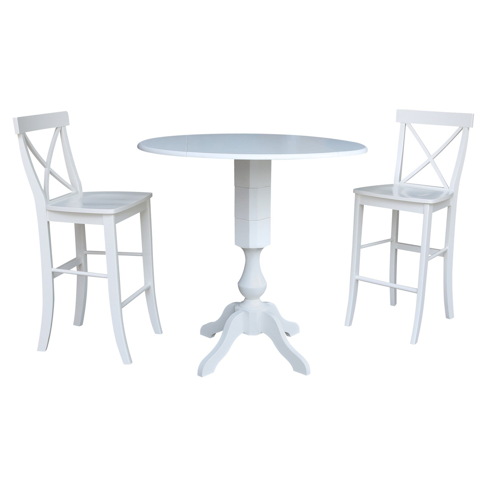 42 In Round Pedestal Bar Height Table with 2 Bar Height Stools ...