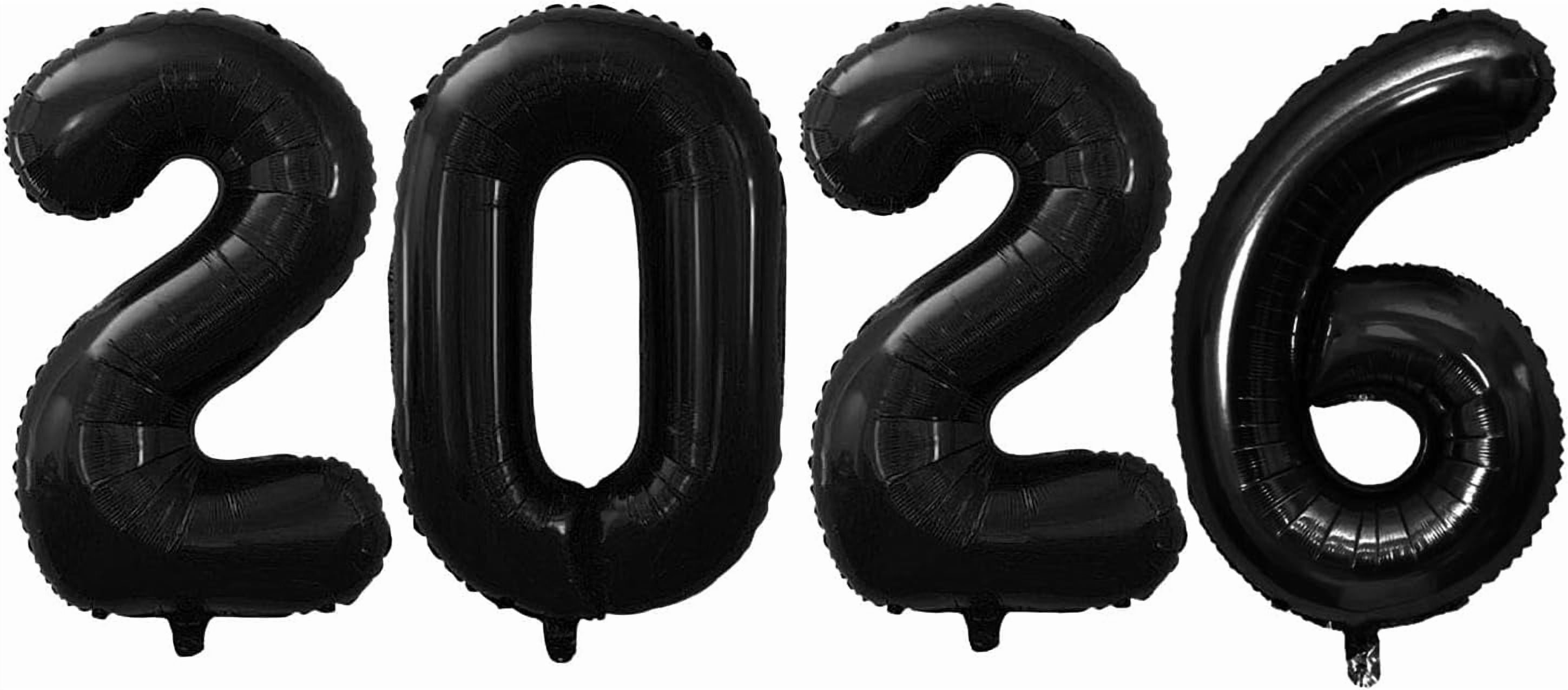 42 Inch 2026 Black Foil Number Balloons for 2026 New Year Eve Festival ...