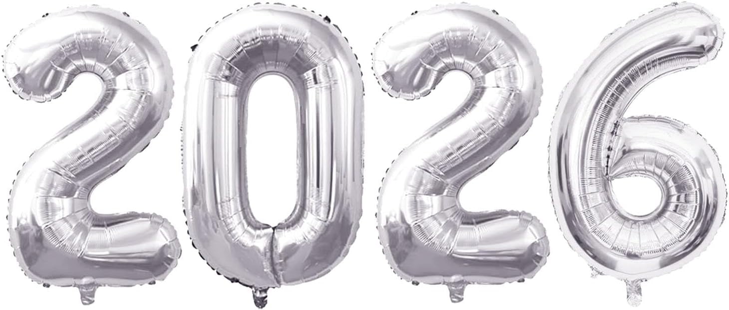 42 Inch 2026 Black Foil Number Balloons for 2026 New Year Eve Festival ...
