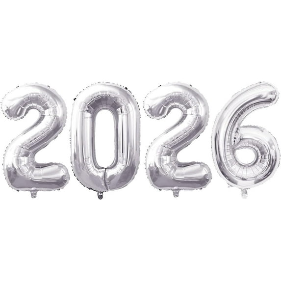 42 Inch 2026 Black Foil Number Balloons for 2026 New Year Eve Festival ...