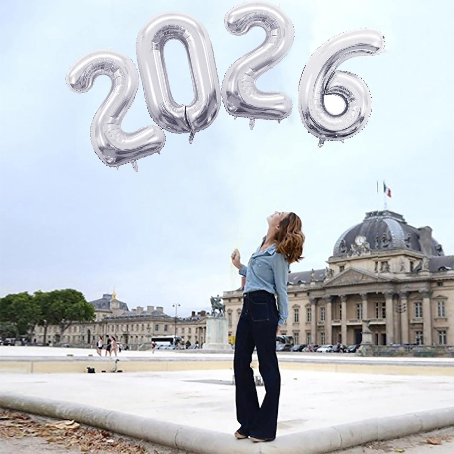 42 Inch 2026 Silver Foil Number Balloons for 2026 New Year Eve Festival ...