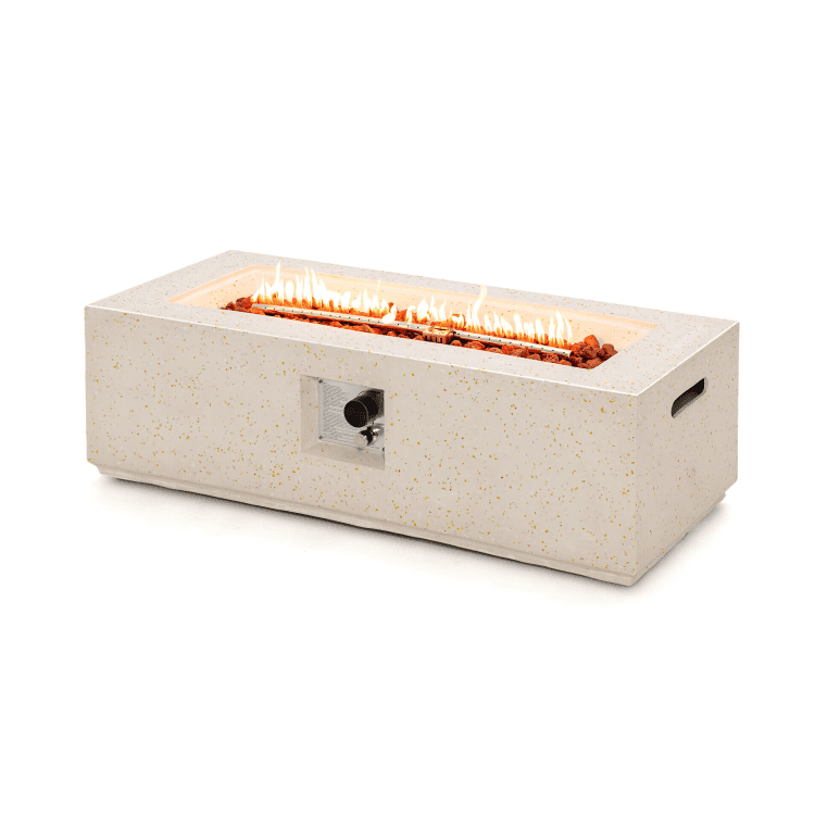 42 Inch 50,000 BTU Rectangle Terrazzo Fire Pit Table with PVC Cover ...