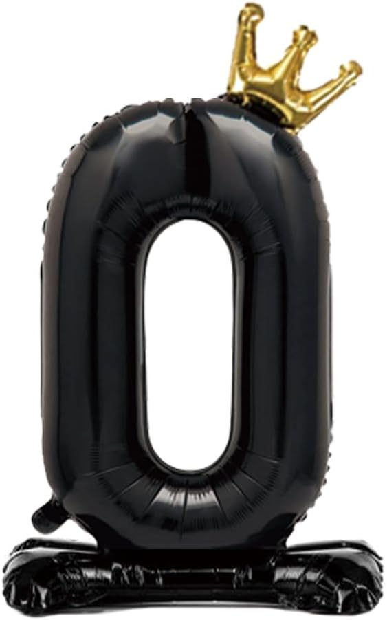42 Inch Black Number Balloons 0-9 with Crown, Foil Large Number 0 ...