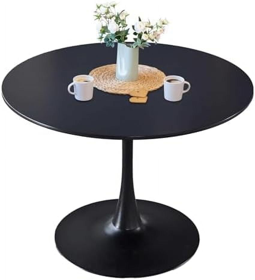42 Inch Black Round Dining Table for 4-6 People,Mid-Century Black Tulip ...