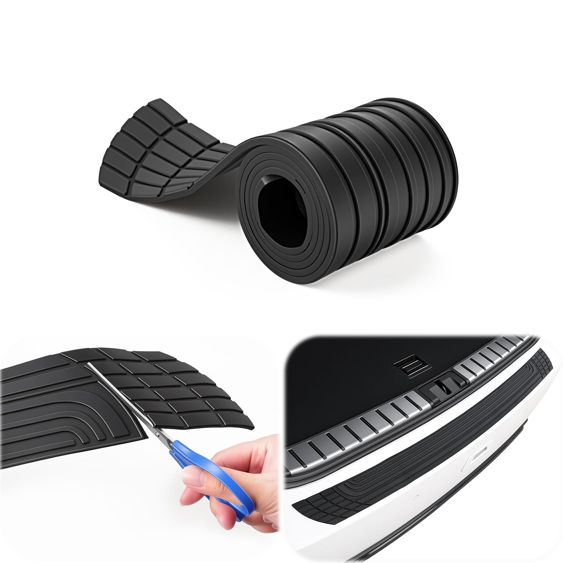 42 Inch Car Rear Bumper Protector, Universal Rubber Anti Scratch Trunk ...