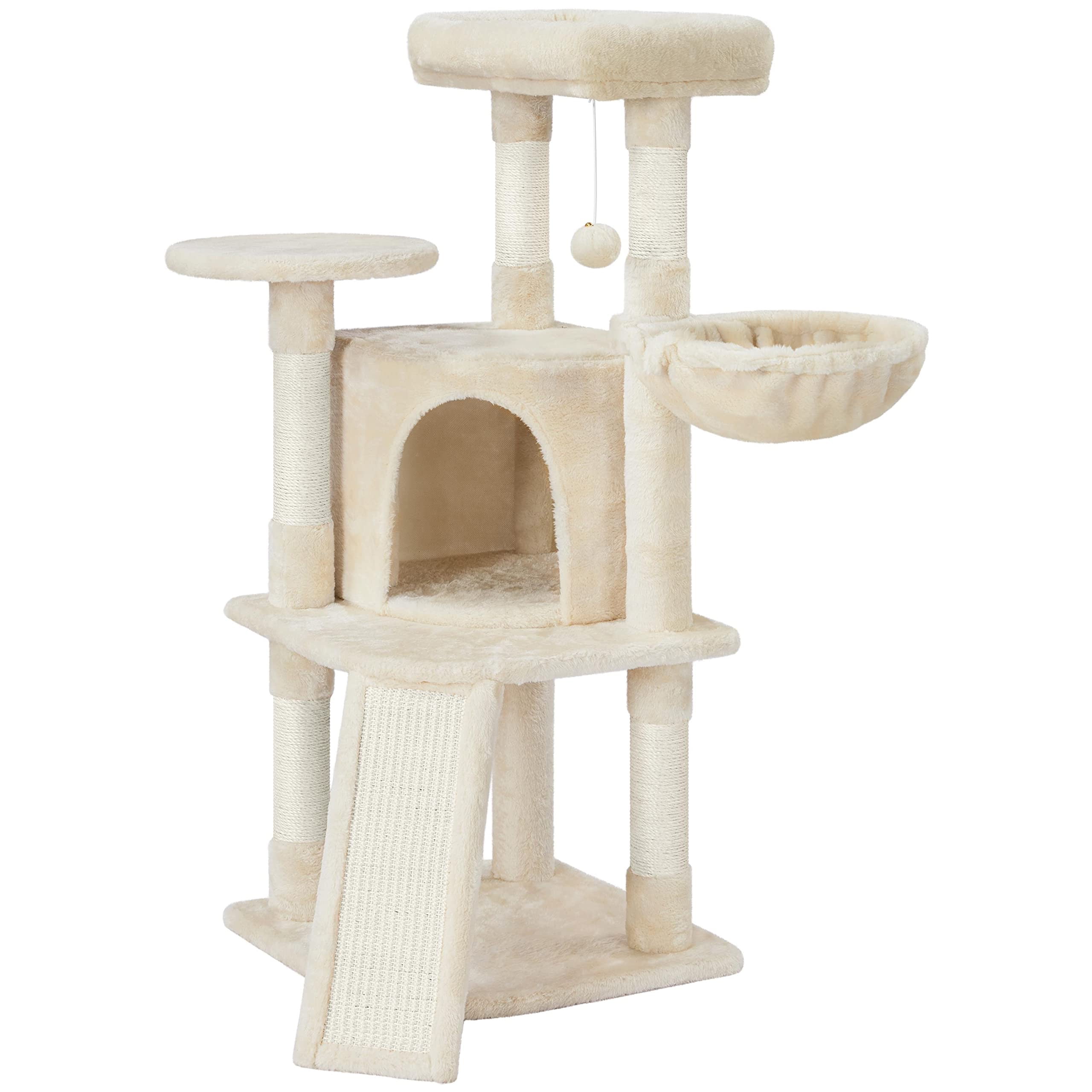42 Inch Cat Tree Tower with Condo Perch Hammock, Multi-Level Indoor Cat ...