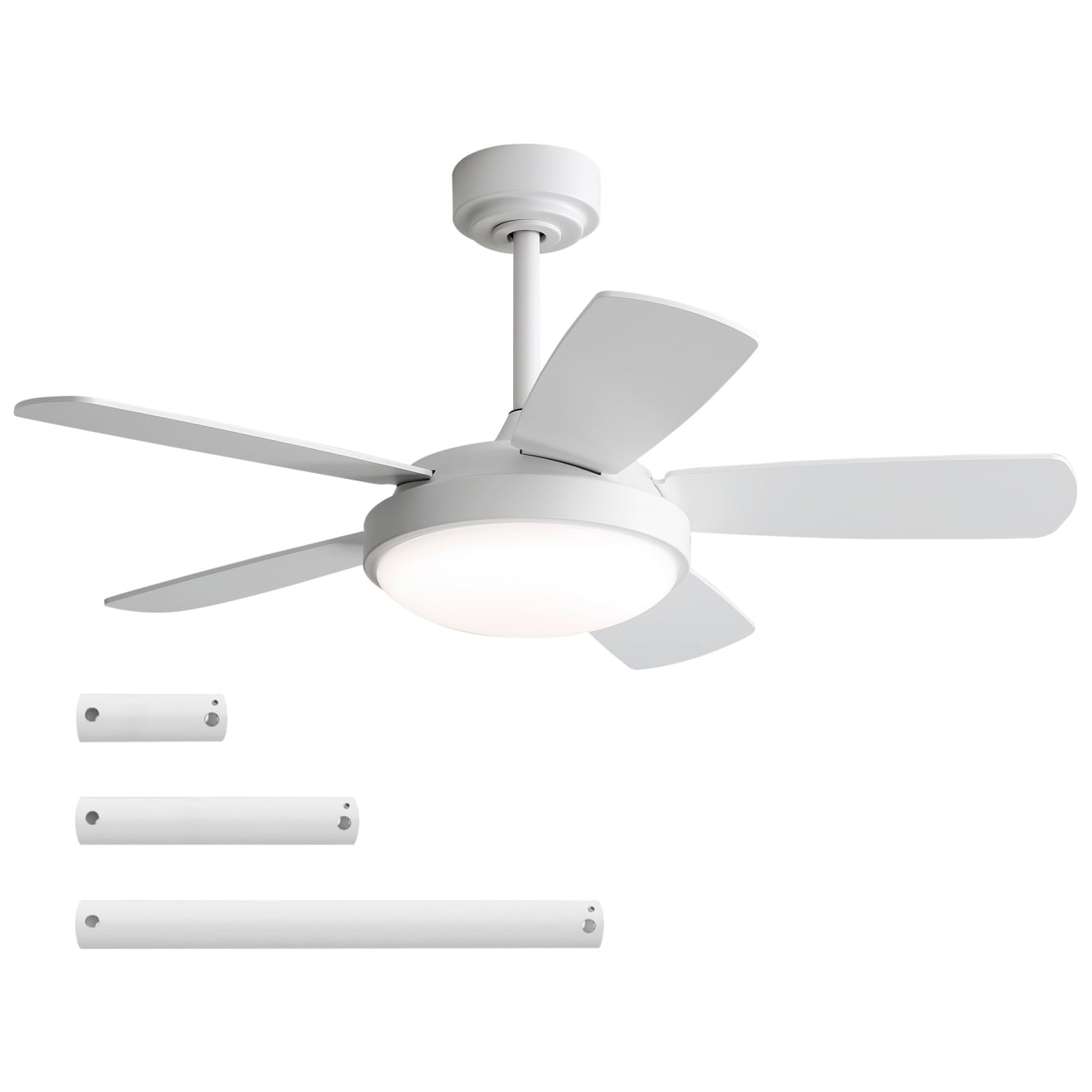 42 Inch Ceiling Fan with LED Light, Modern Low Profile Ceiling Fan with ...
