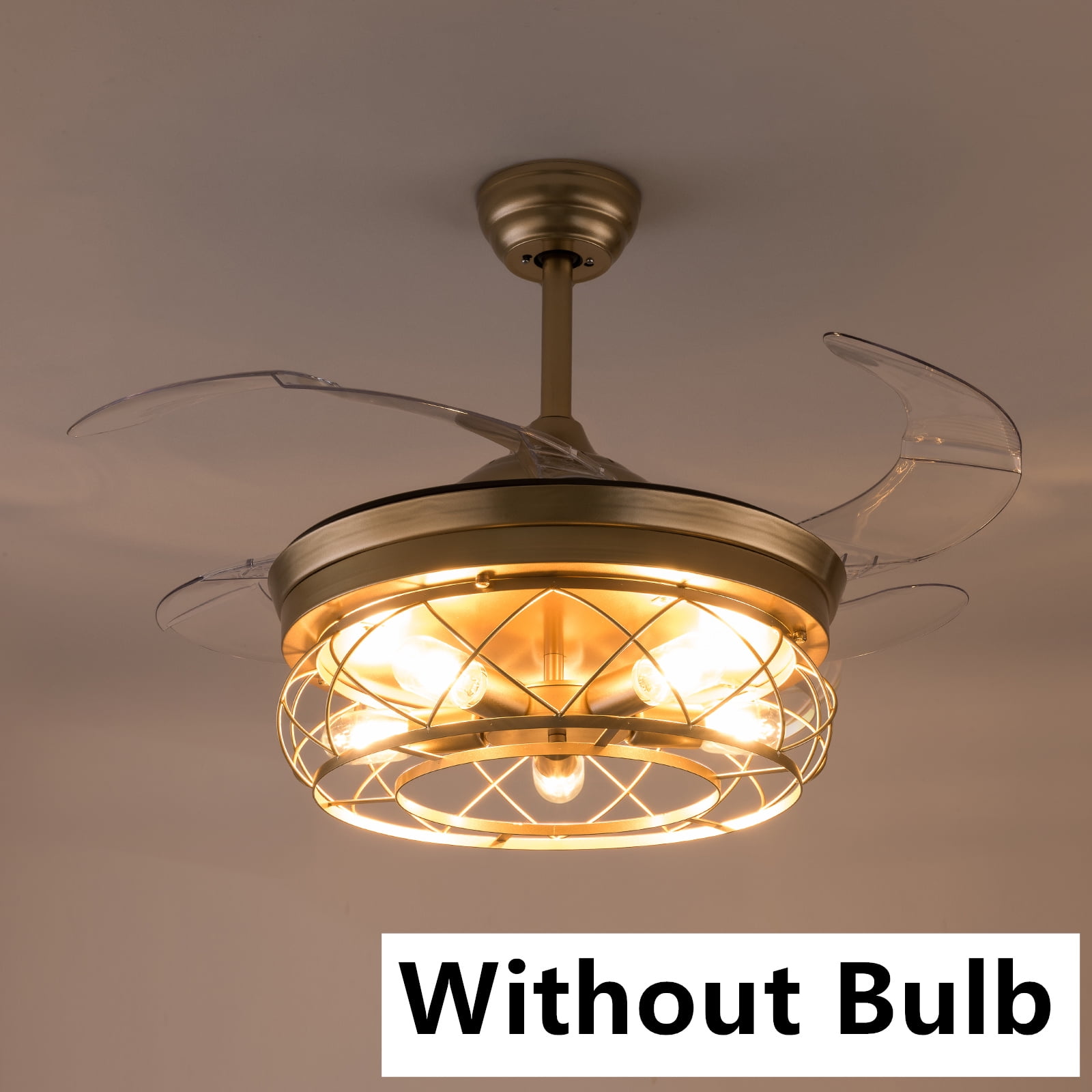 42 Inch Ceiling Fan Light Farmhouse Caged Retractable Fanlamp w/Remote ...