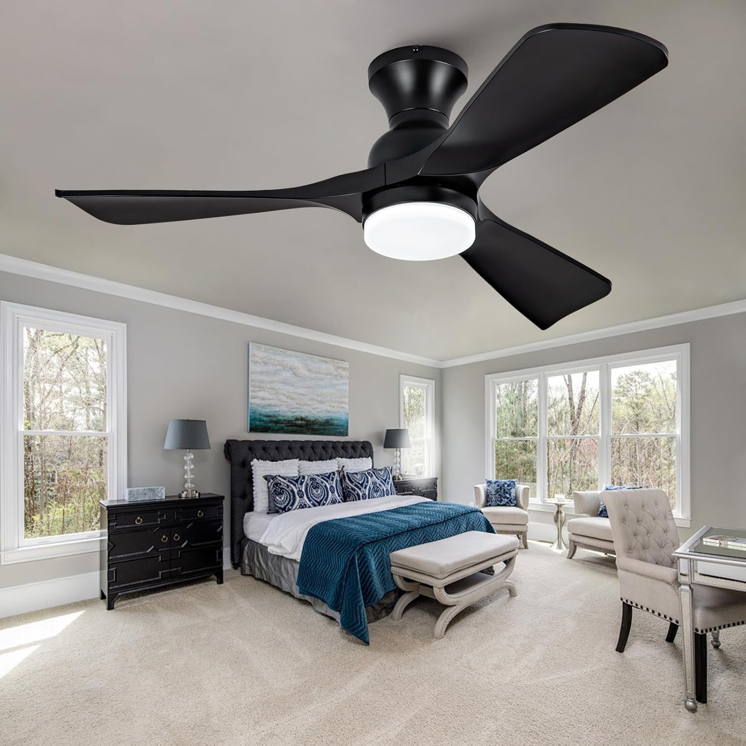42 Inch Ceiling Fans with Lights and Remote Control, Low Profile ...