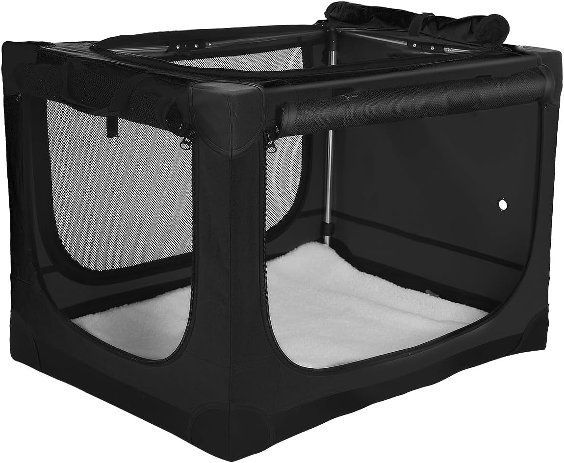 42-Inch Collapsible Travel Dog Crate, Portable 4-Door Soft Kennel for ...
