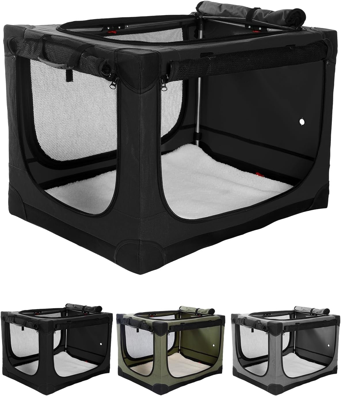 42 Inch Collapsible Travel Dog Crate for Medium Large Dogs,Black ...