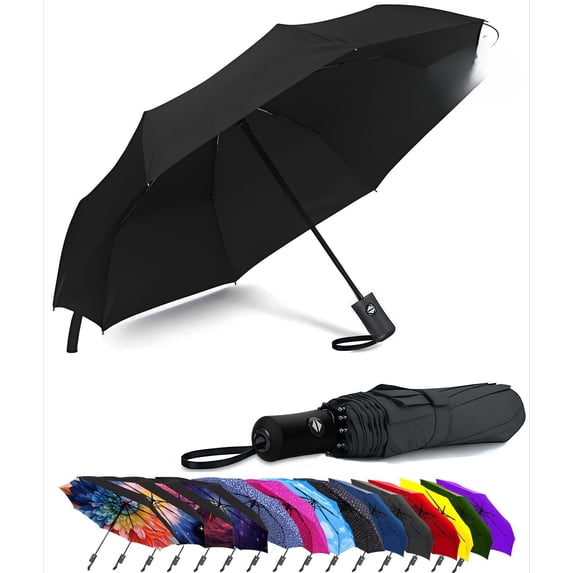 42 Inch Compact Travel Essentials Umbrella for Rain, Lightweight ...
