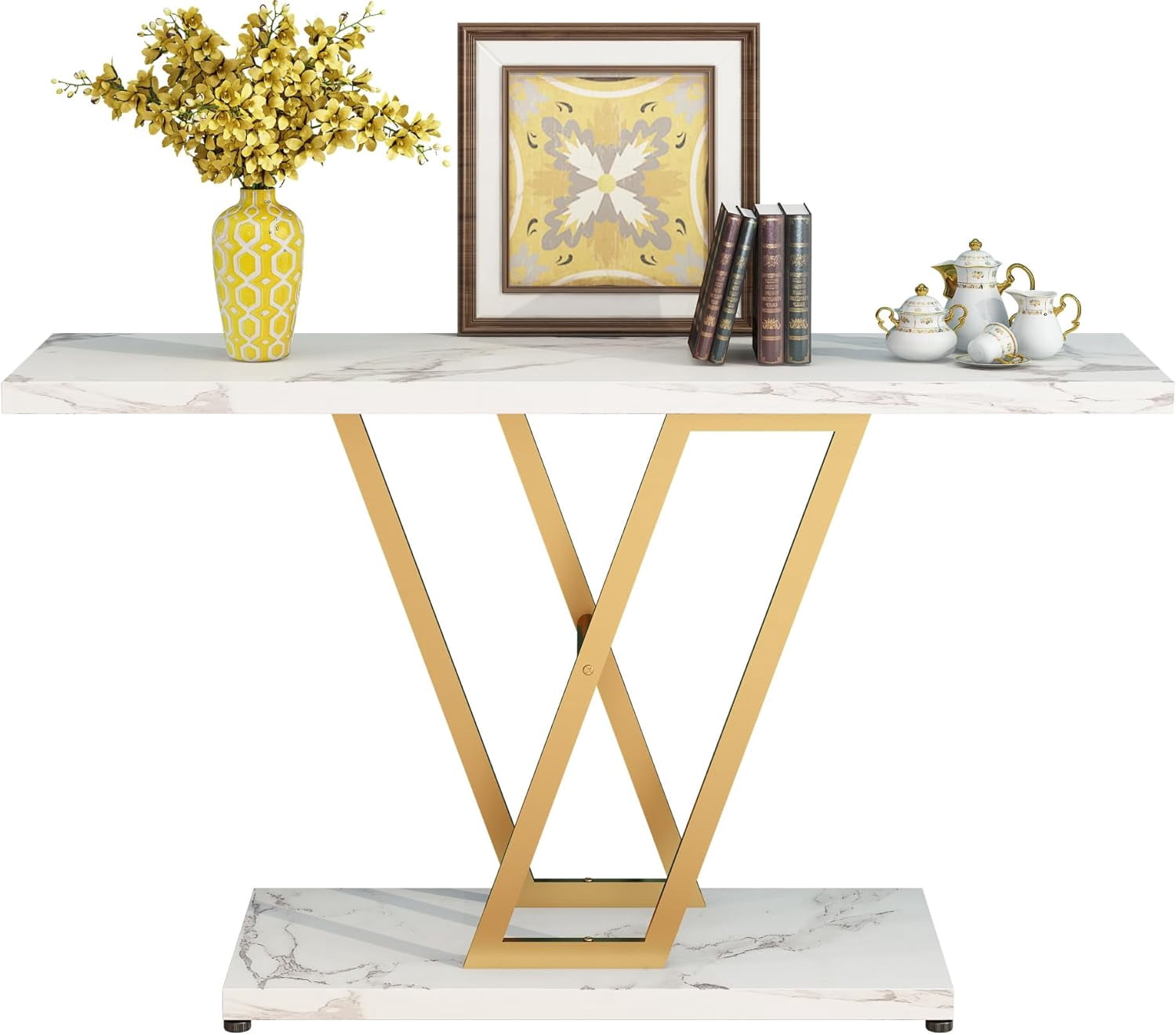 42 Inch Console Table for Entryway, Narrow Sofa Table for Living Room ...