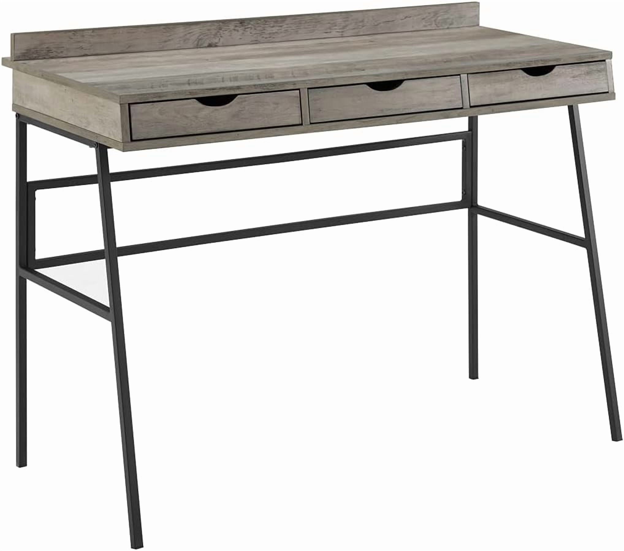 42 Inch Contemporary 3 Drawer Angled Writing Desk - Grey Wash - Walmart.com