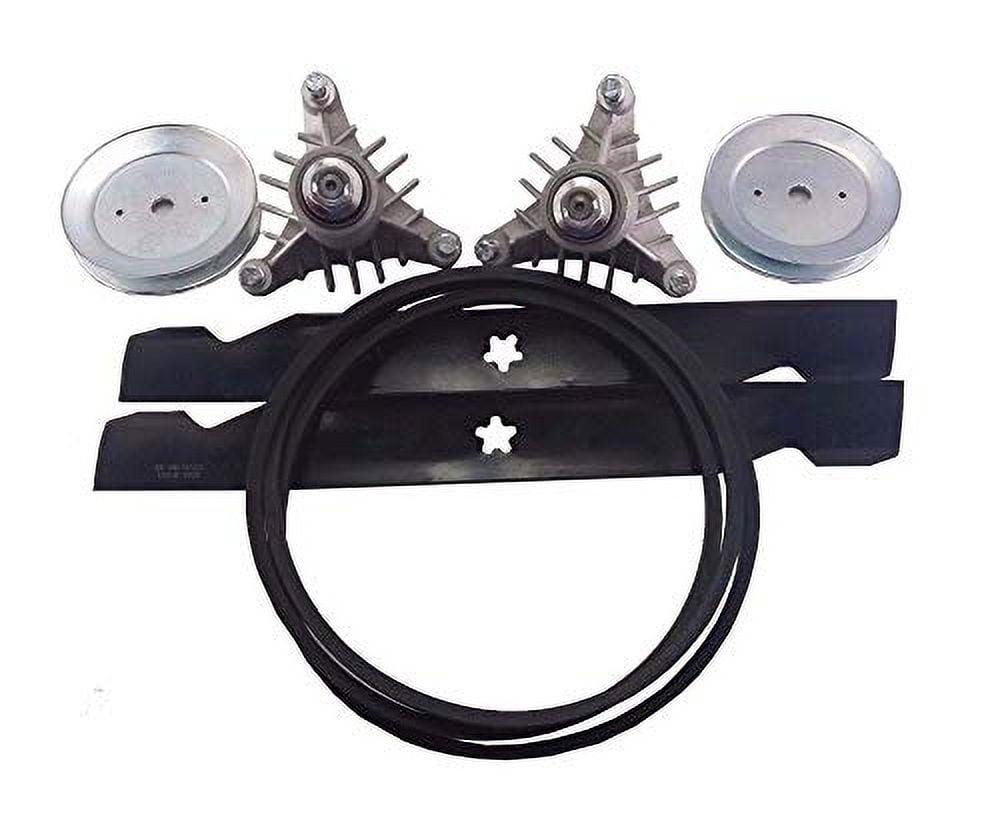 42 Inch Deck Rebuild Kit Blades Belt Spindles Pulleys Fits Husqvarna ...